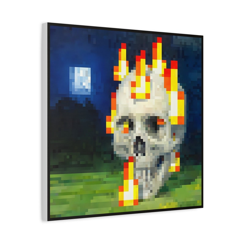 Minecraft Burning Skull Painting - Etsy