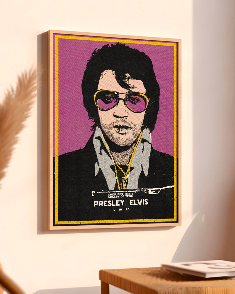 ELVIS MUGSHOT POSTER - Pop Art, Vintage Presley Art Print, Gallery Wall ...