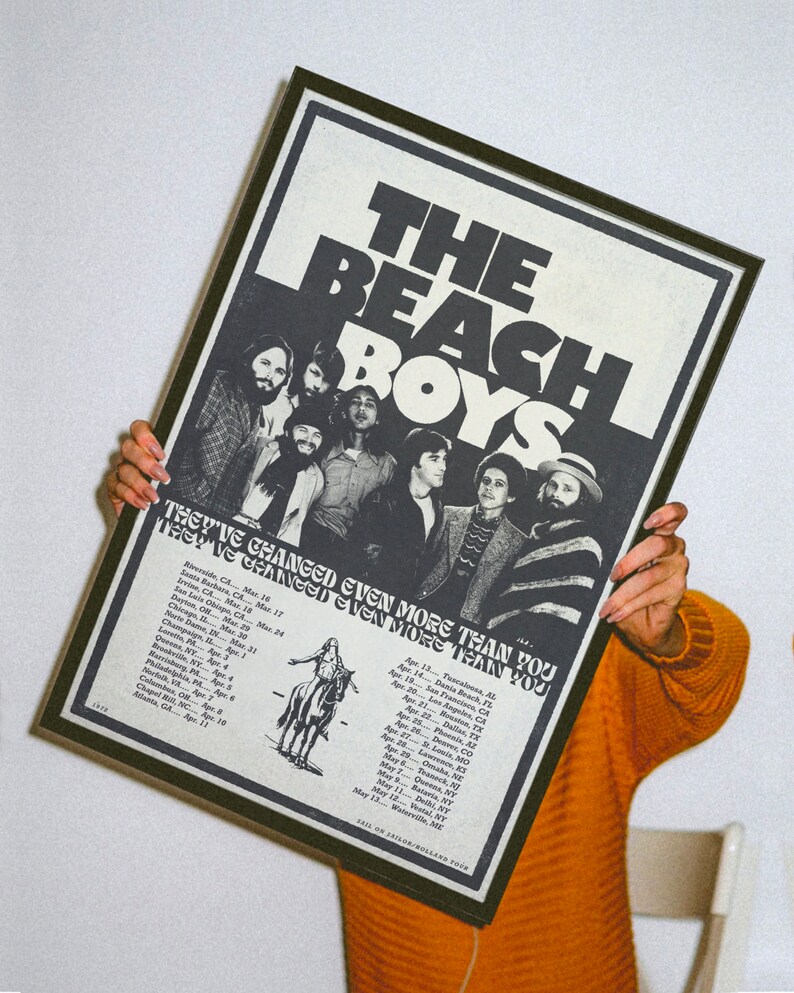 BEACH BOYS POSTER - “sail on Sailor Tour” - Vintage Art Print, Gallery ...