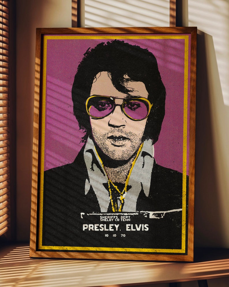 ELVIS MUGSHOT POSTER - Pop Art, Vintage Presley Art Print, Gallery Wall ...