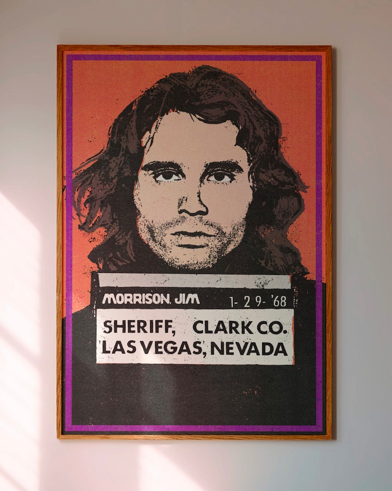JIM MORRISON MUGSHOT - Pop Art, Vintage Art Print, Gallery Wall Art ...