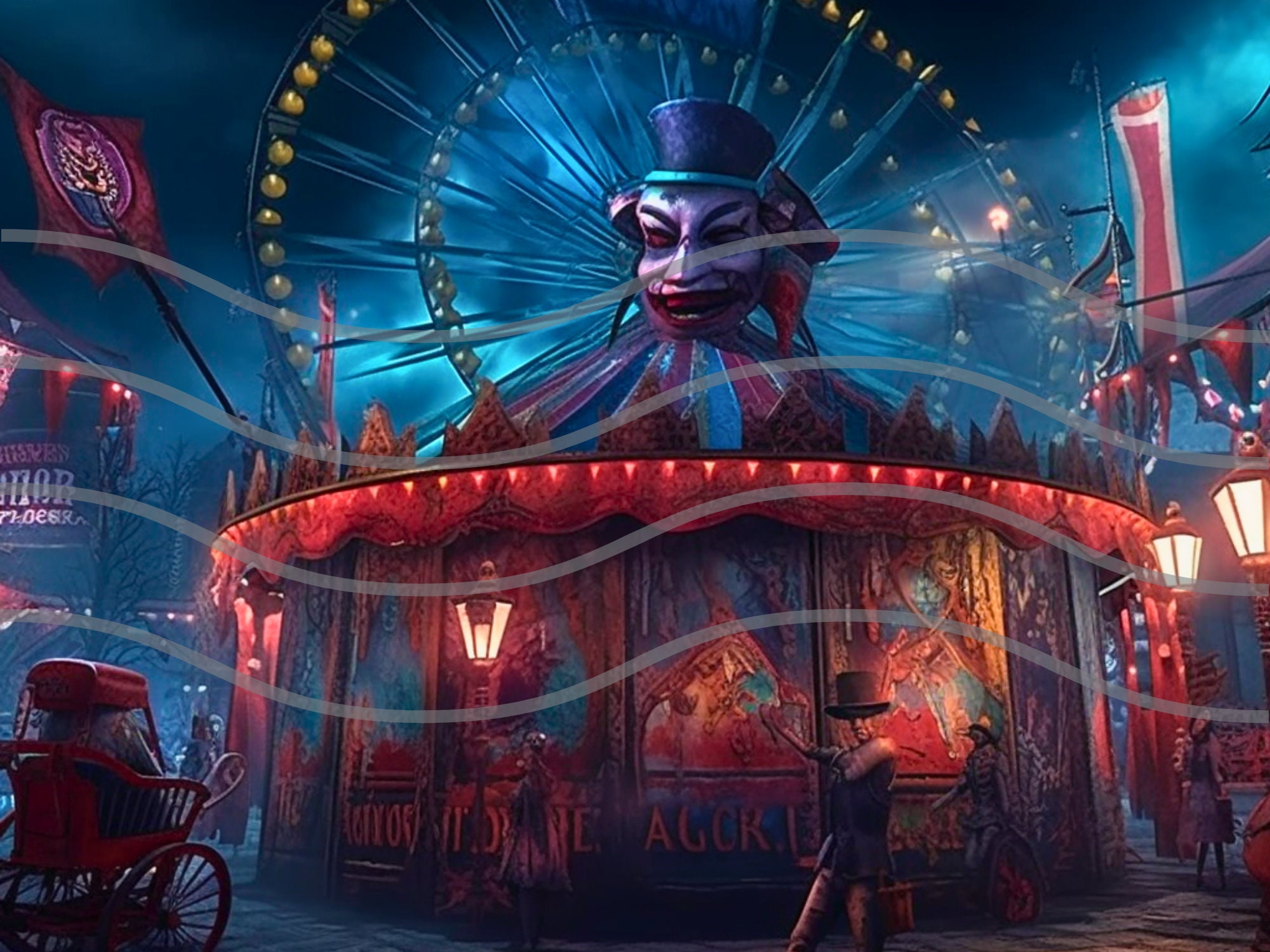 10 Carnival Horrors Digital Background Vintage Circus Haunted Carousel ...