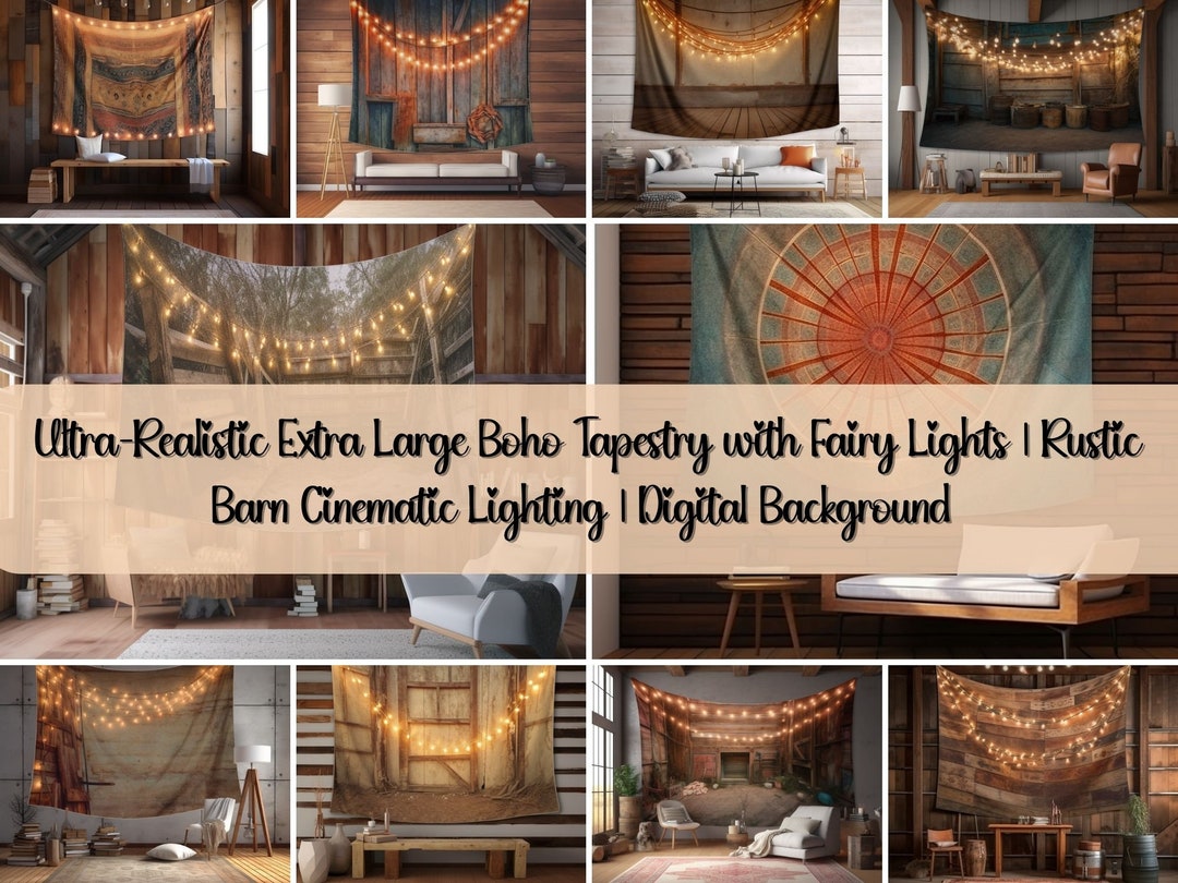 10 Ultra-realistic Boho Tapestry With Fairy Lights | Rustic Barn ...