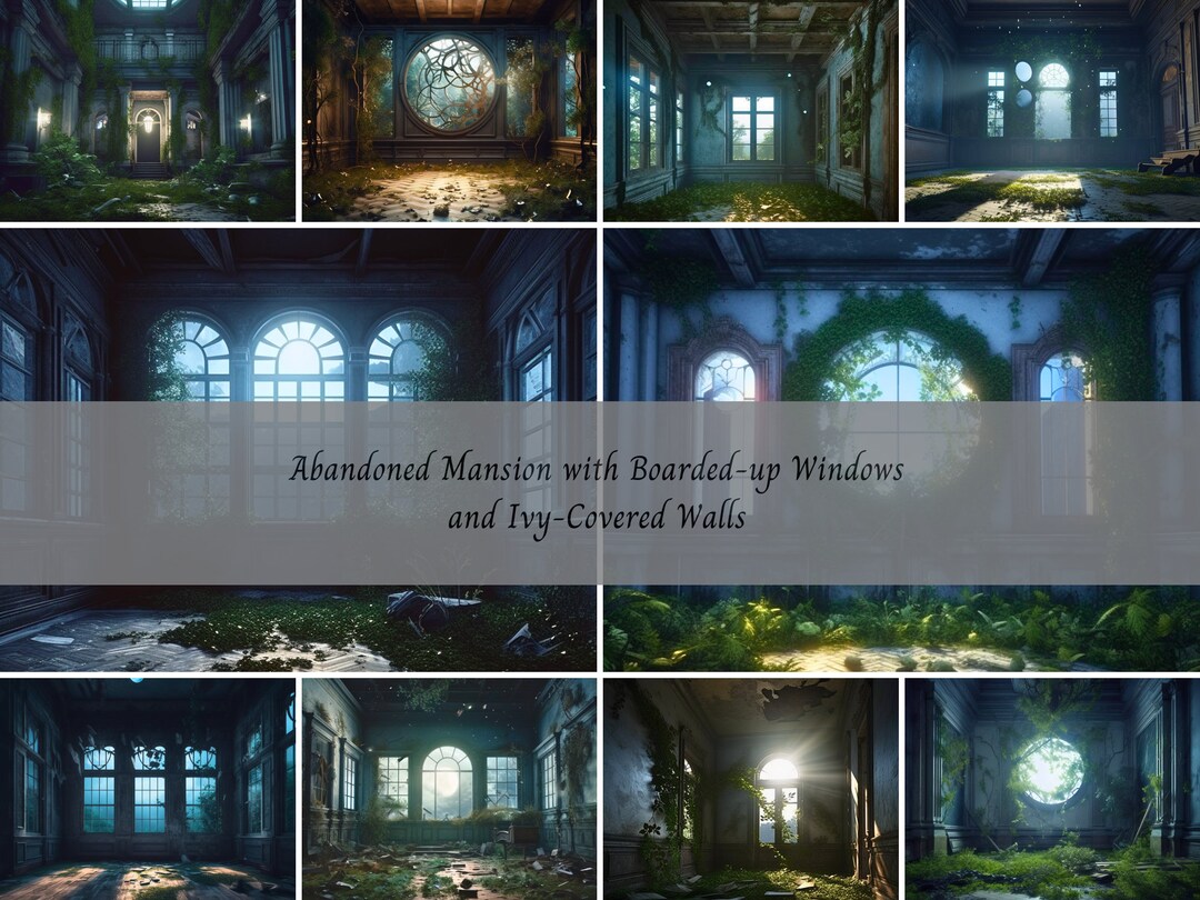 10 Digital Backdrop Abandoned Mansion Boarded up Windows Ivy Covered ...