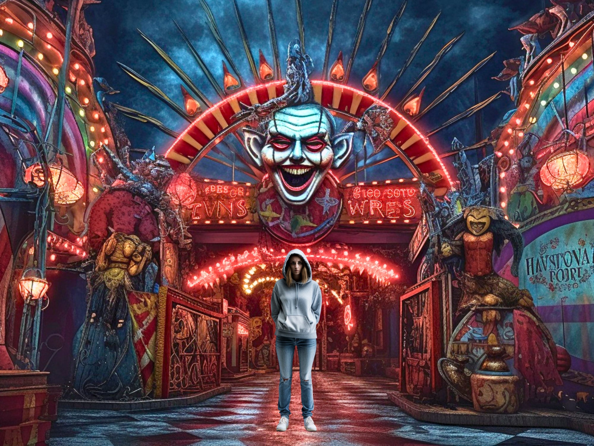 10 Carnival Horrors Digital Background Vintage Circus Haunted Carousel ...