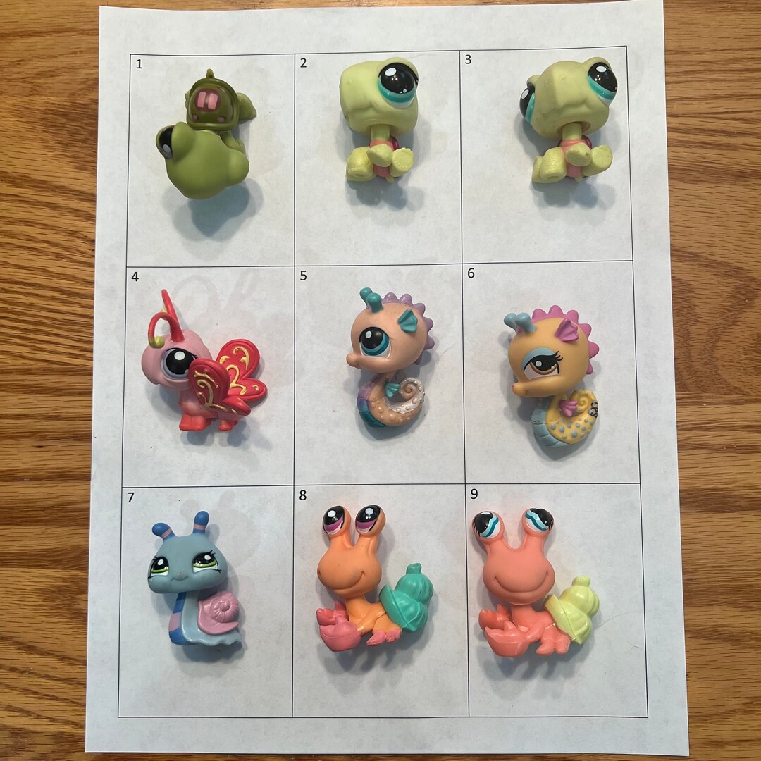 Hasbro Littlest Pet Shop Turtle, Snail, Hermit Crab, Seahorse ...