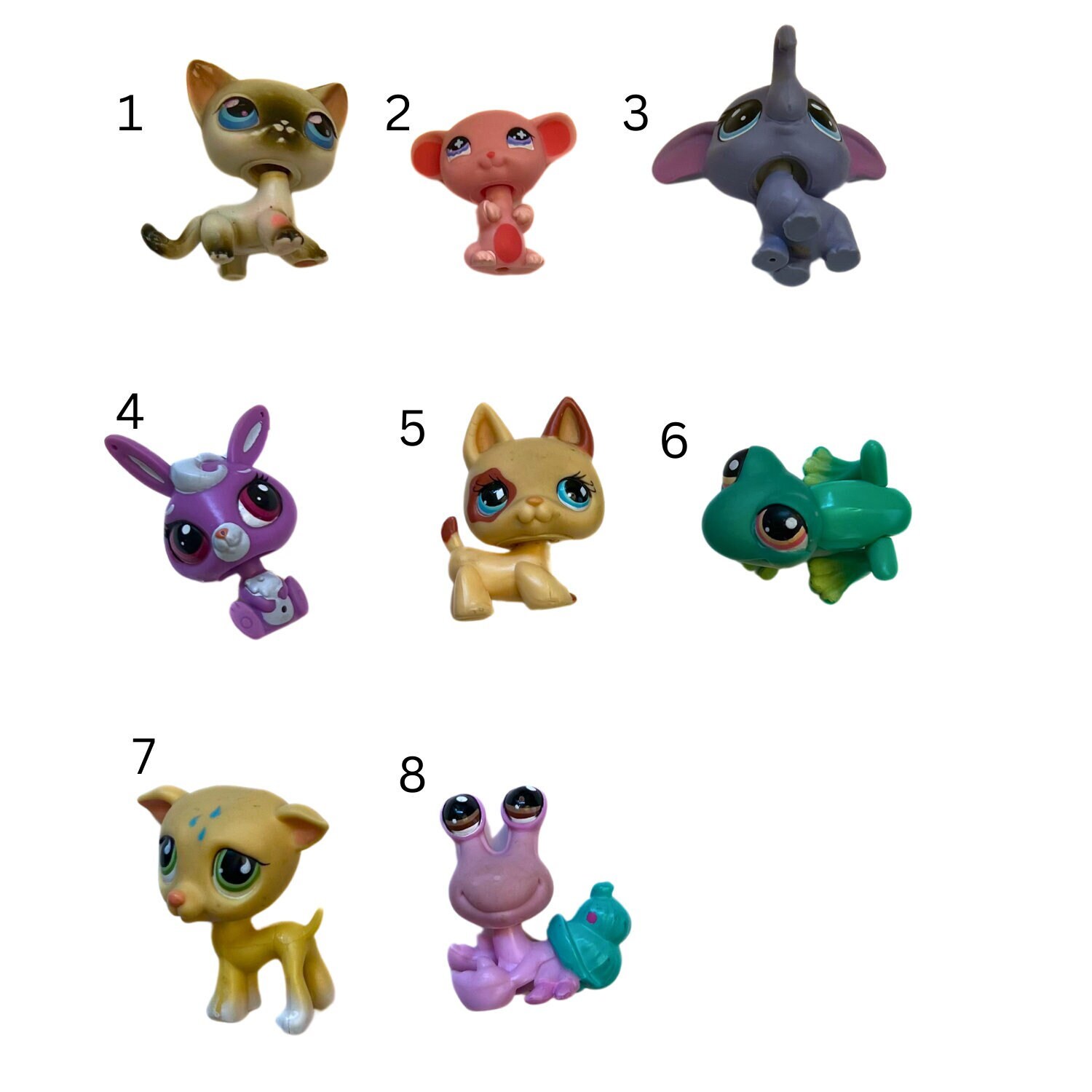 Hasbro Littlest Pet Shop Dog, Mouse, Elephant, Bunny, Cat, Turtle, Crab ...