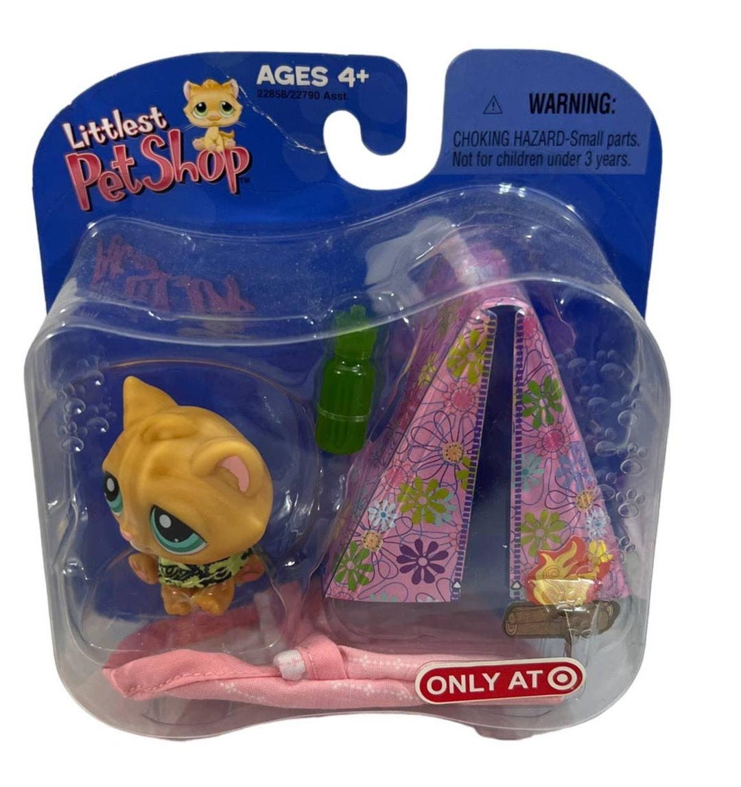 2006 Littlest Pet Shop Campsite Orange Cat Kitten Tent 300 Target Excl ...