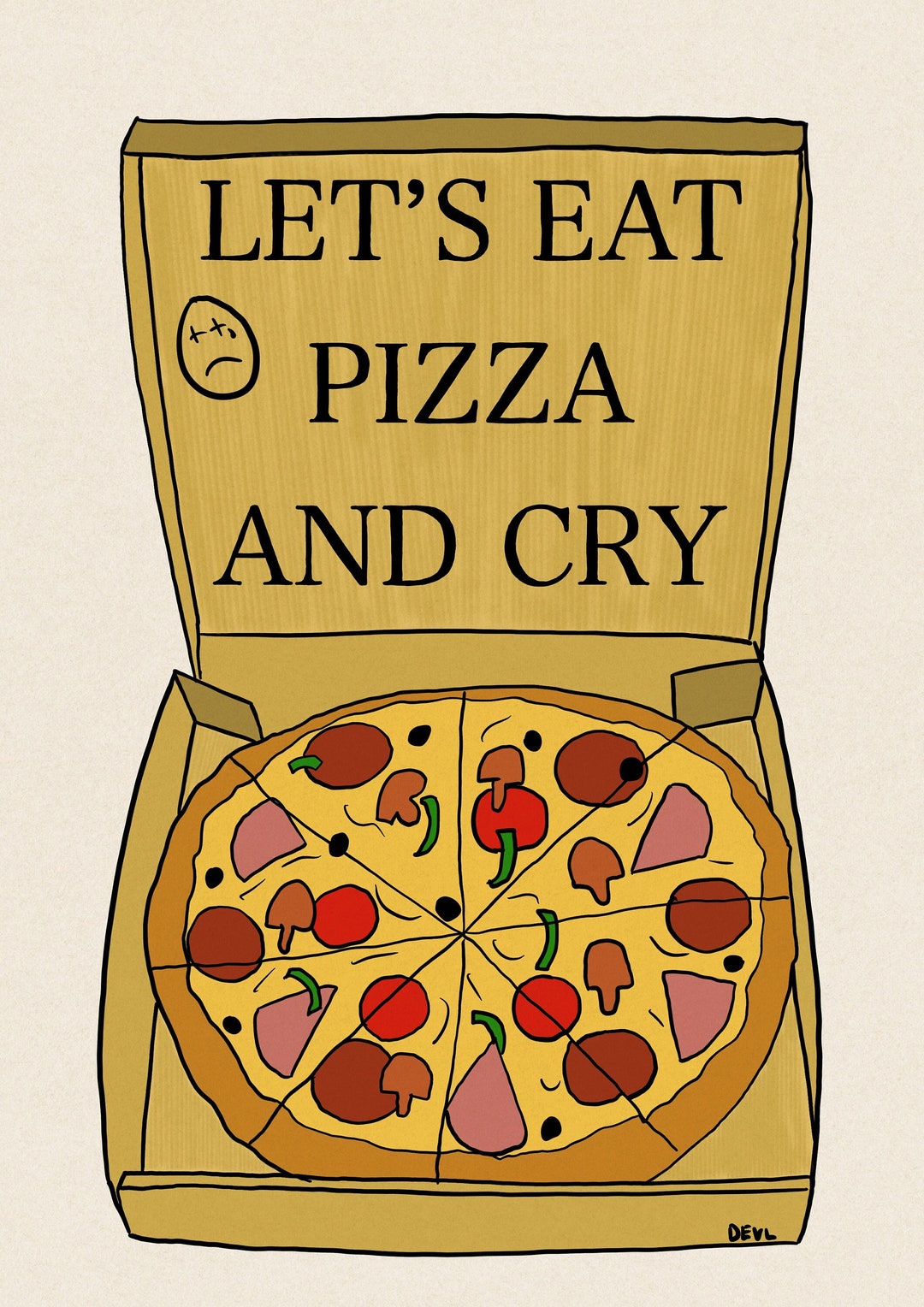 Sad Pizza Box A4 Friends Funny - Etsy