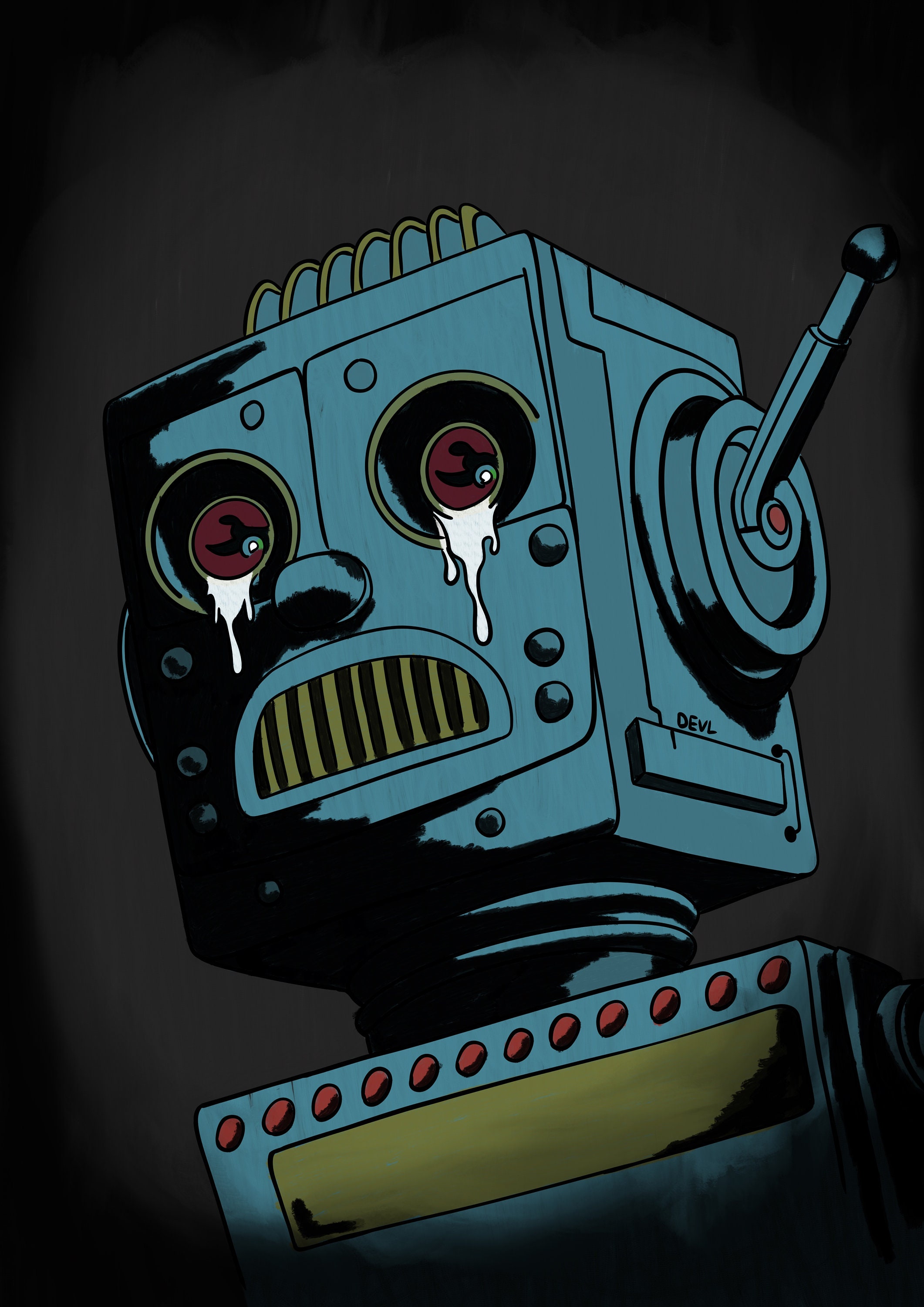 Sad Robot Print (A3) Sci-fi Crying Moody Robot Halloween - Etsy
