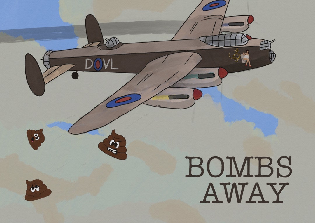 Bombs Away A4 Poop Emoji Lancaster Bomber Toilet Art Funny - Etsy