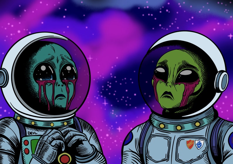 Sad Aliens A4 Sci-fi Left Behind - Etsy