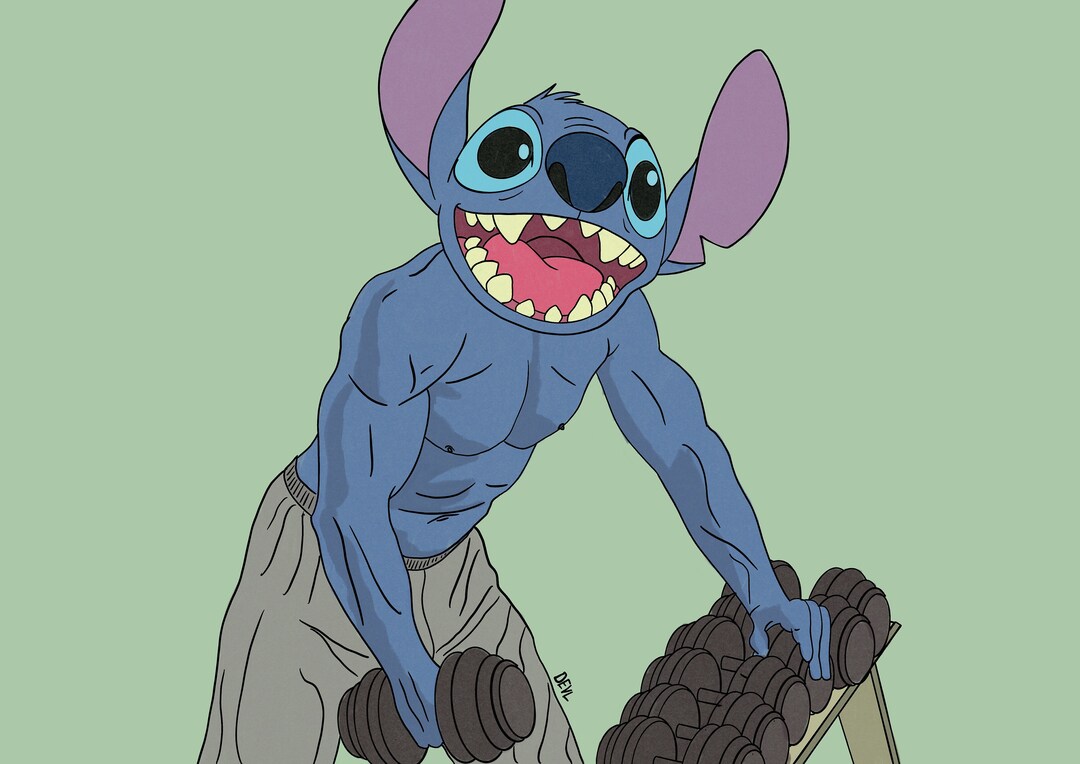 Stitch A3 Muscle Gym Fit Workout Legend Disney - Etsy