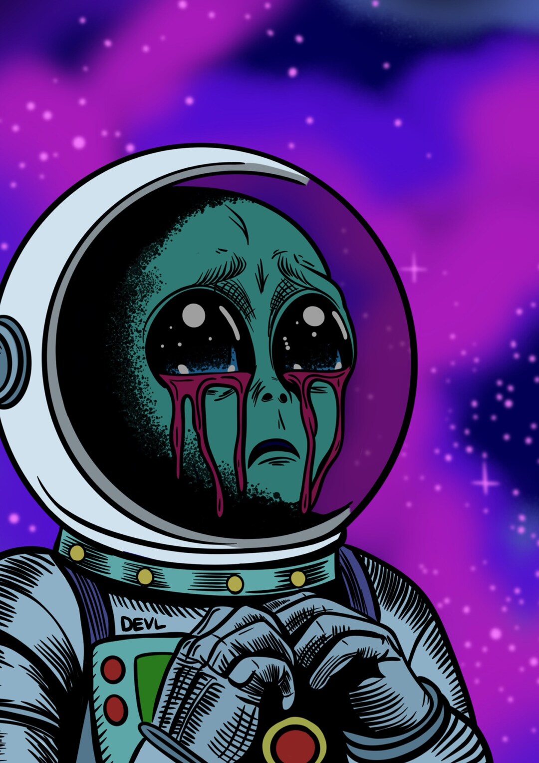 Sad Alien 1/2 A4 Sci-fi Left Behind - Etsy