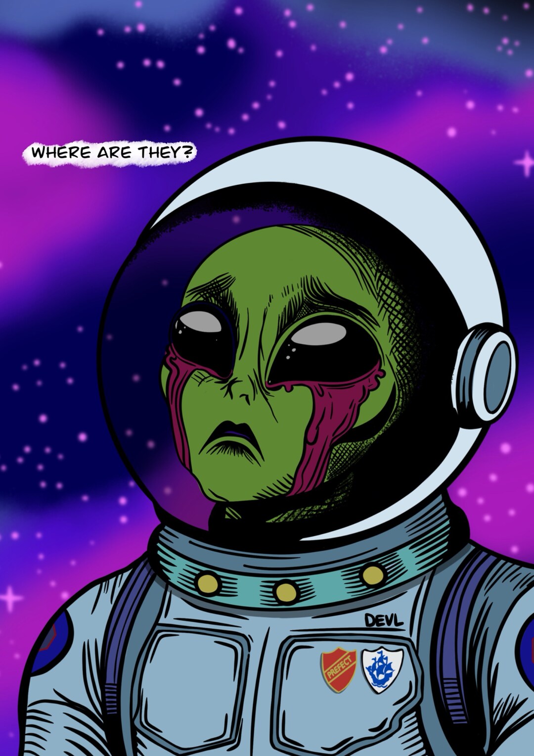 Sad Alien 2/2 (A4) Sci-fi Left Behind (with Text) - Etsy