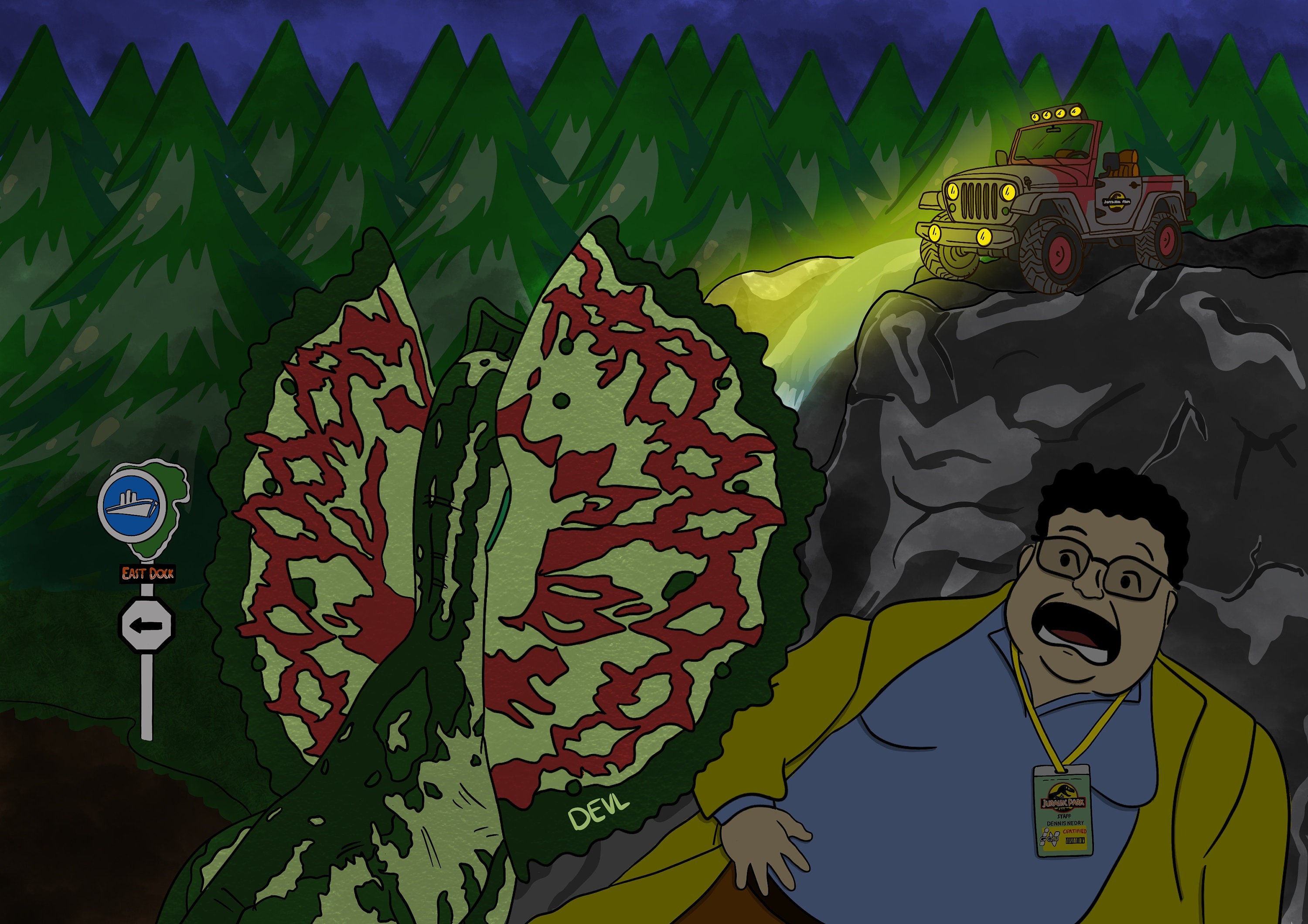 Dennis Nedry (A4) Jurassic Park Dilophosaurus Funny - Etsy