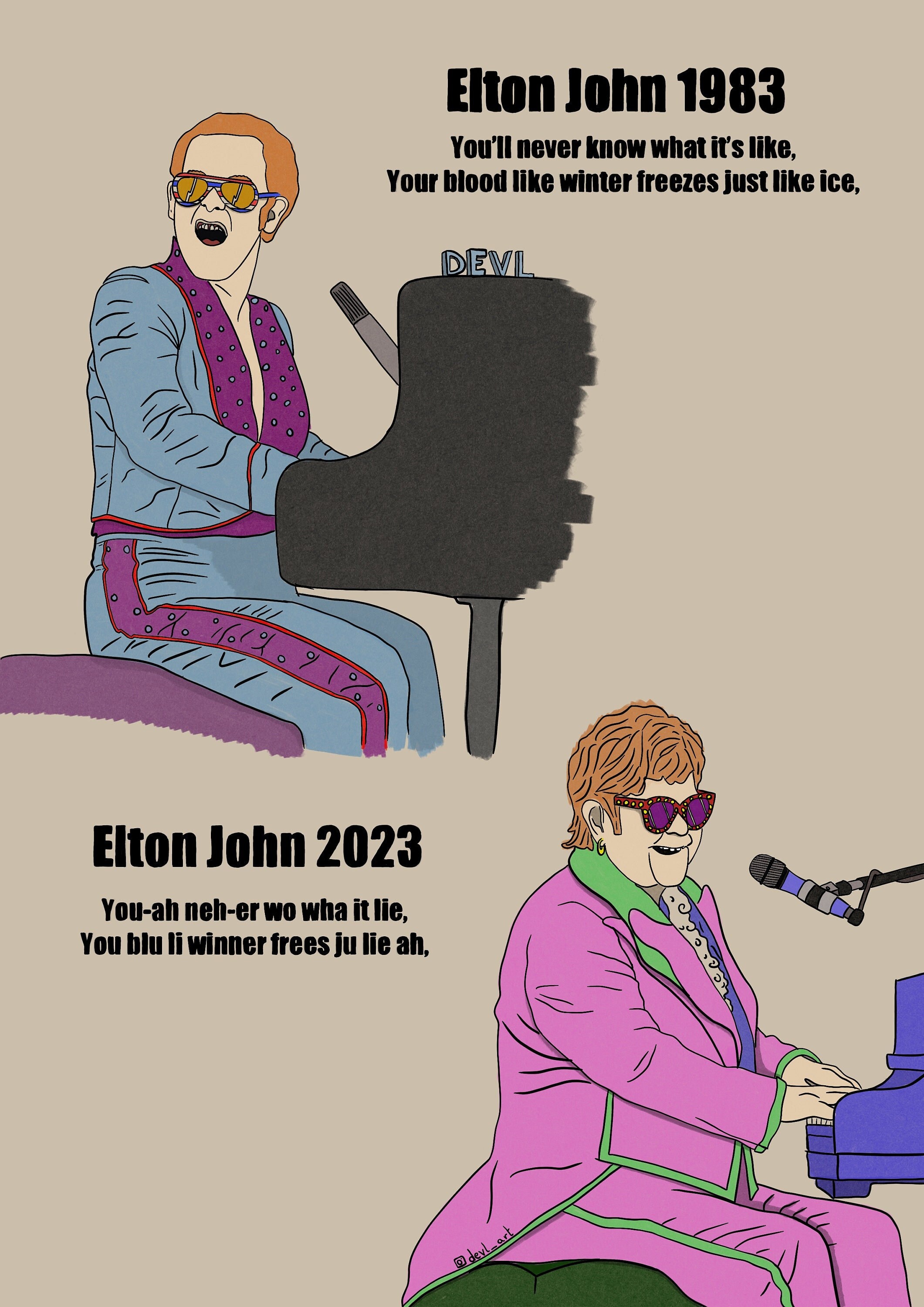 Elton John (A4) I’m Still Standing Funny Song Lyrics - Etsy