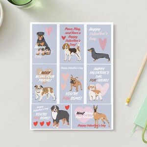 Dog Valentine Cards | Kids Classroom Valentines (instant Download) - Etsy