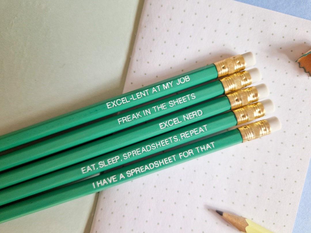 Excel Nerd Pencil Set: Funny Data Spreadsheet Pencils, Gift for Him/her ...