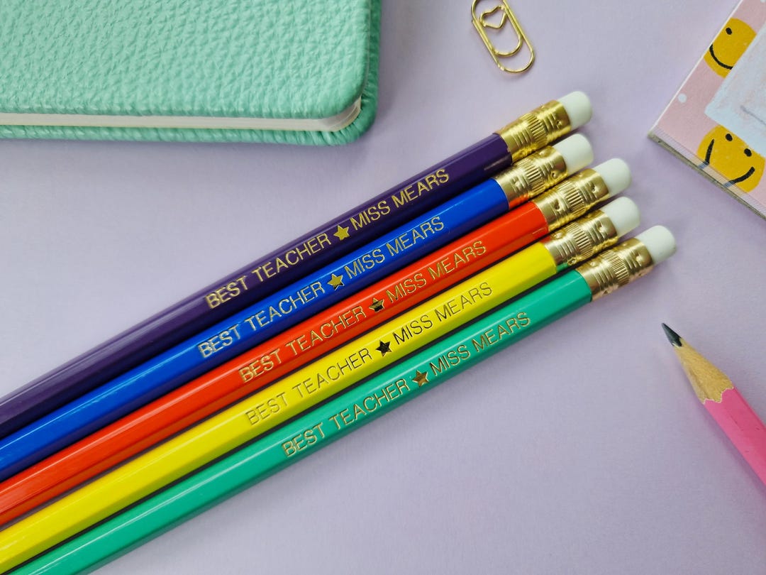Personalised Thank You Teacher Pencil Set, Perfect Gift for Best ...