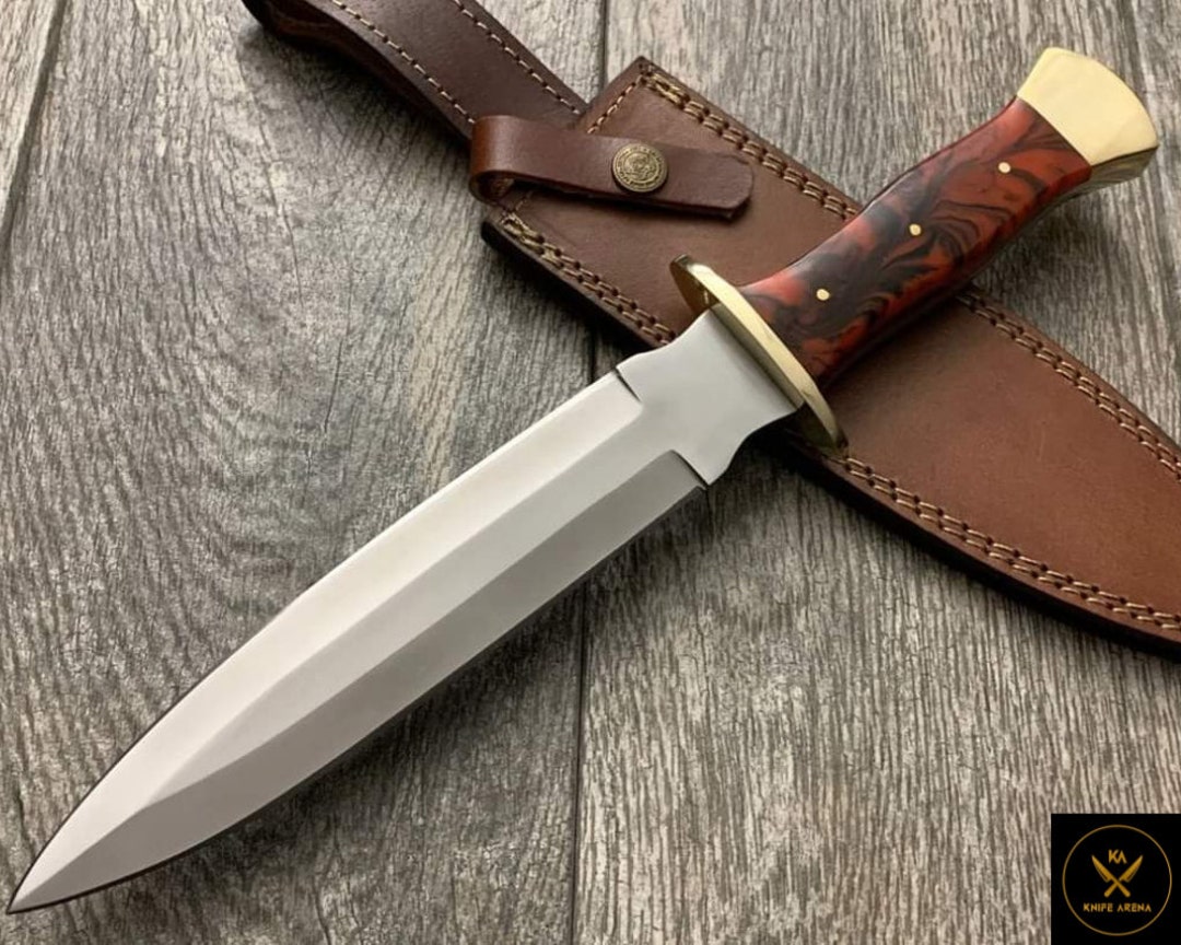 Red Hunting Dagger, Camping Dagger, Handmade Dagger, Carbon Steel Blade ...