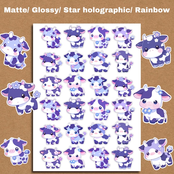 Blueberry Cow Stickers - Etsy