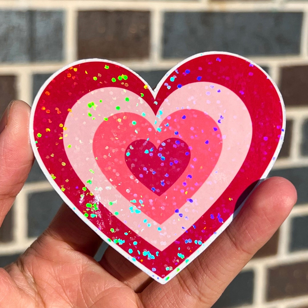 Y2K Red Heart Sticker Y2K Aesthetic Heart Holographic Sparkle Sticker ...