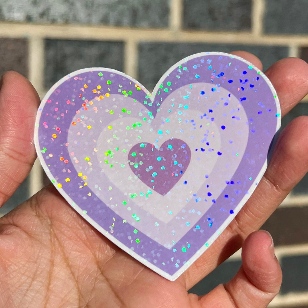 Y2K Purple Heart Sticker Y2K Aesthetic Heart Holographic Sparkle ...