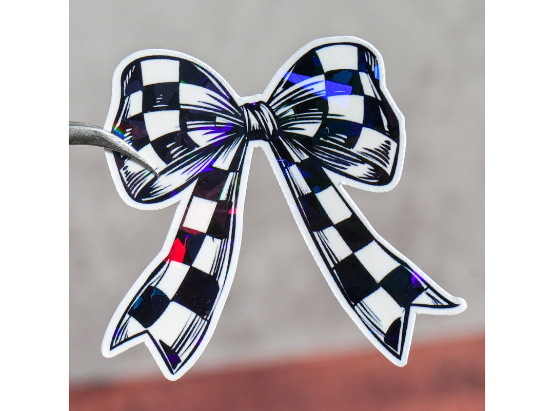 Coquette Bow Tie Sticker, Checkerboard Bow Tie Sticker, Soft Girl ...
