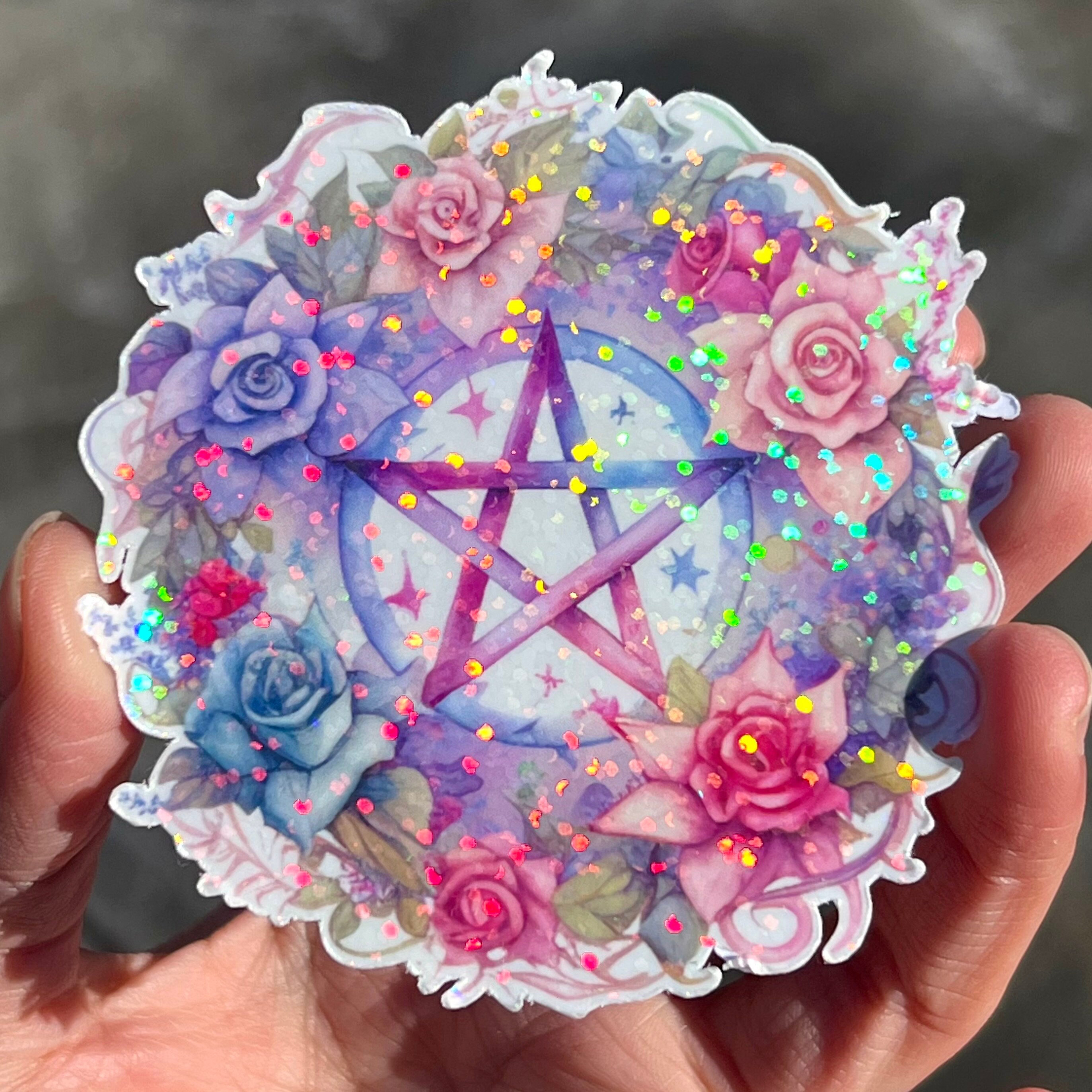 Y2K Pentagram Sticker Goth Pentacle Witch Holographic Sparkle Sticker ...