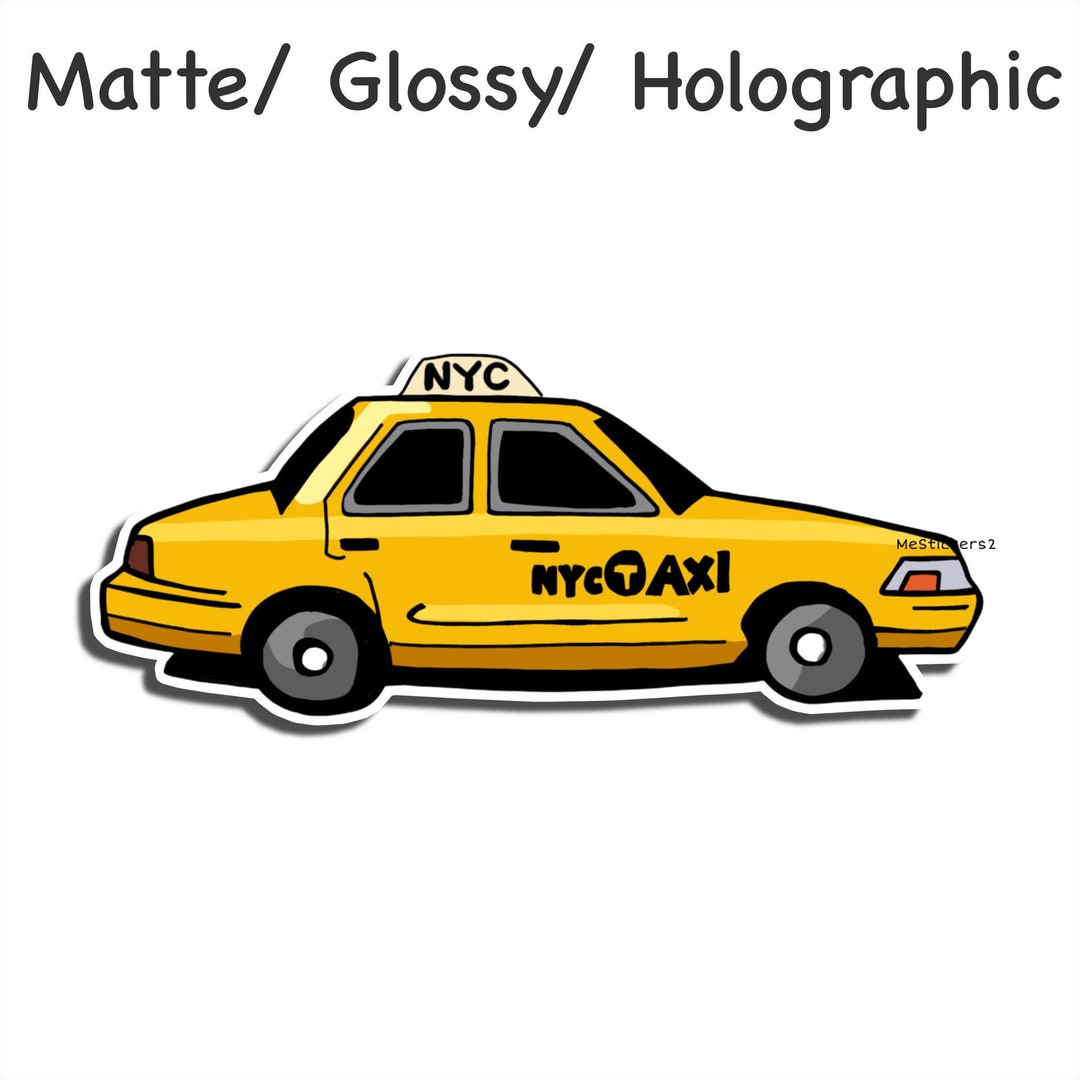 NYC New York Taxi Sticker Cute Drawing Landmark City Icon Label New ...