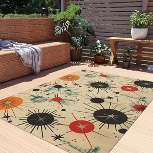 Midcentury Atomic Fallout Inspired Indoor/outdoor Rug | Colorful Retro ...