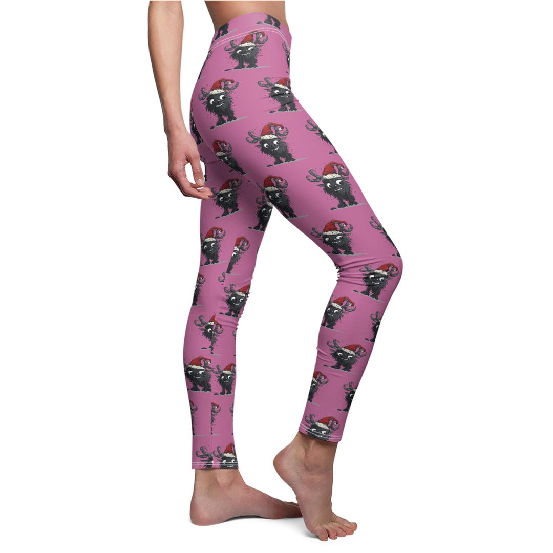 Cutesy Krampus Playful Pink Cartoon Leggings | Perfect Christmas Gift ...