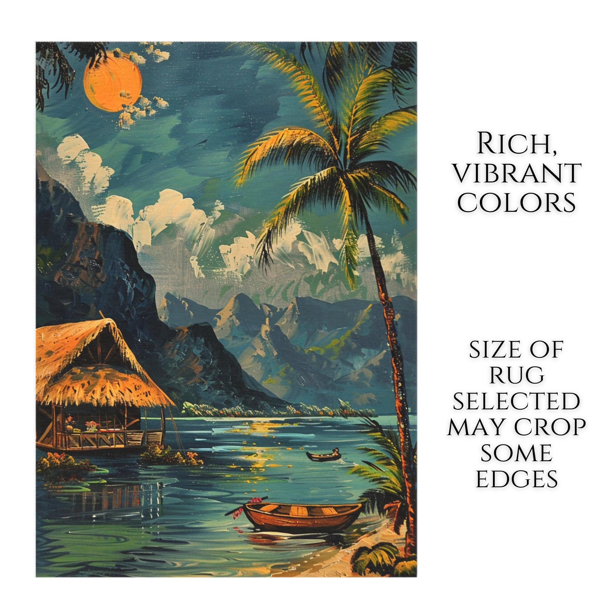 Retro Tiki Style Tropical Beach Indoor/outdoor Rug | South Seas Patio ...