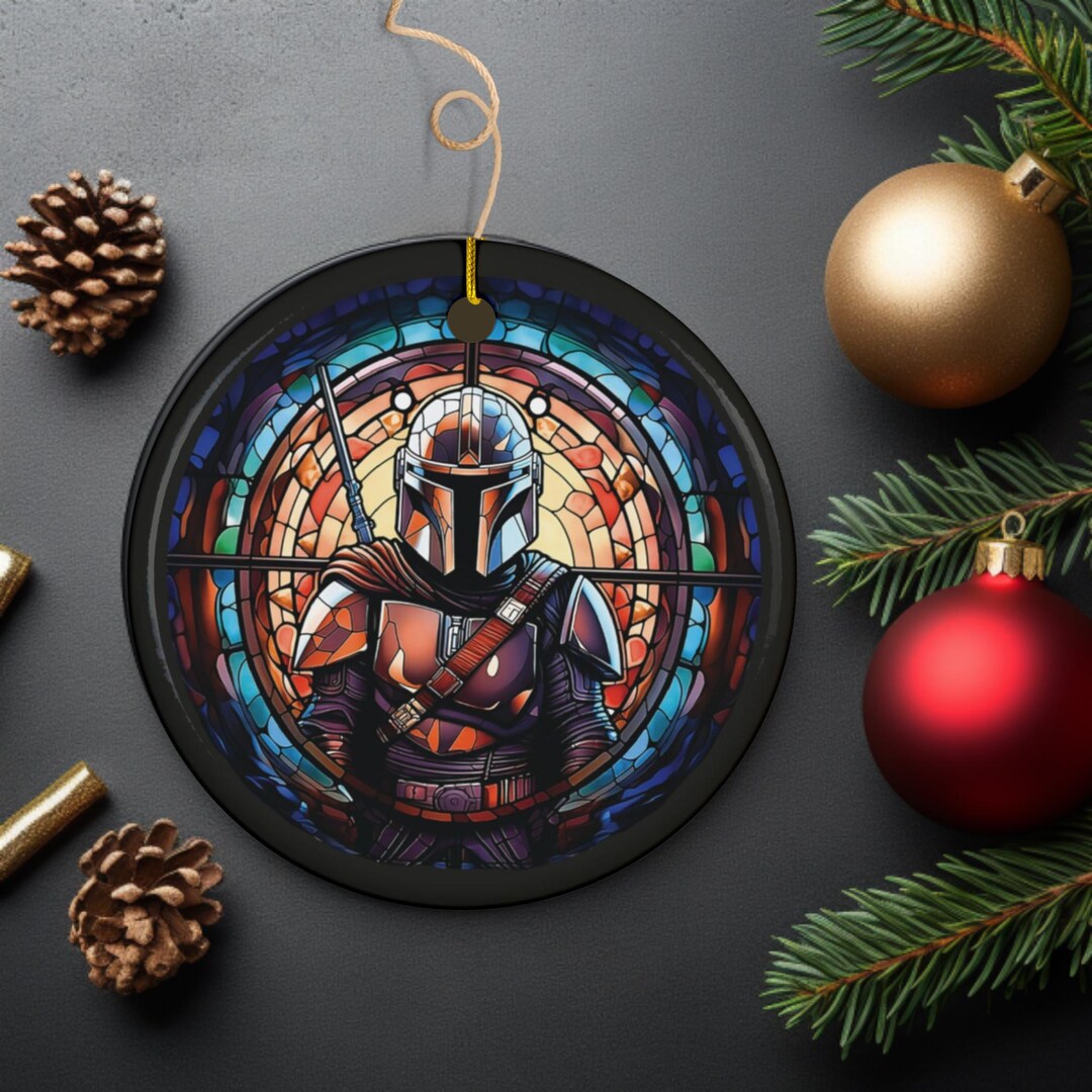 Legendary Bounty Hunter Turned Dad Stained Glass Style Ceramic Ornament ...