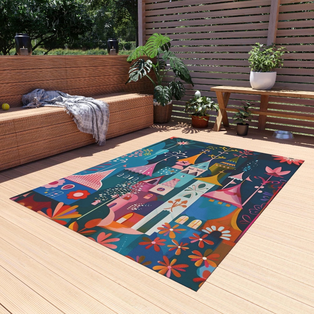 Magical Mary Blair-inspired Castle Indoor/outdoor Rug | Non-slip Small ...