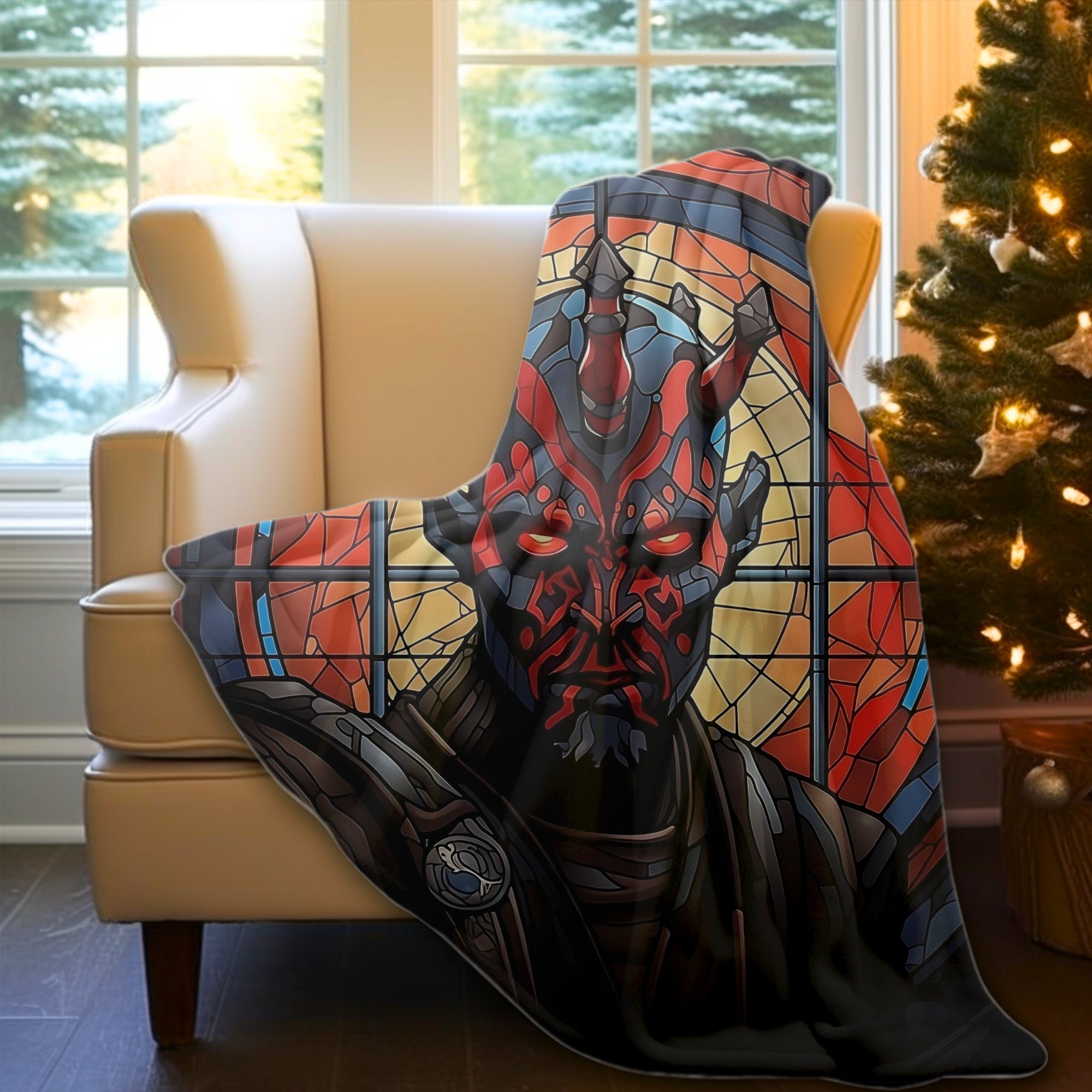Sith Lord Inspired Stained Glass Style Velveteen Minky Blanket - Dark ...