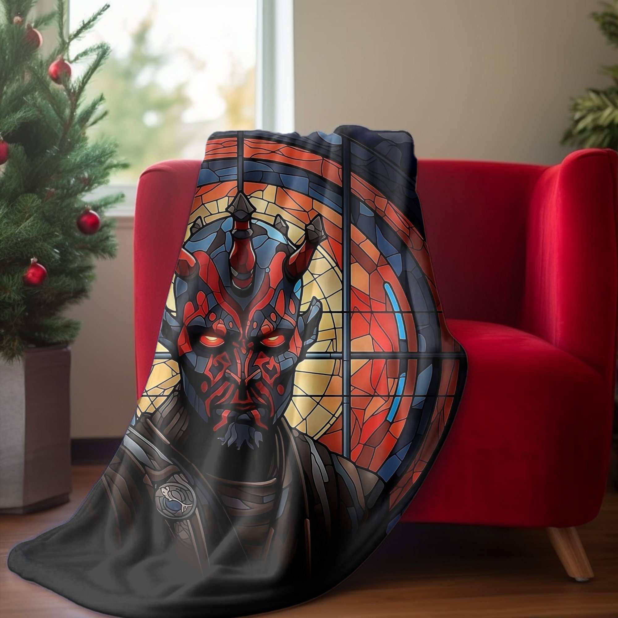 Sith Lord Inspired Stained Glass Style Velveteen Minky Blanket - Dark ...