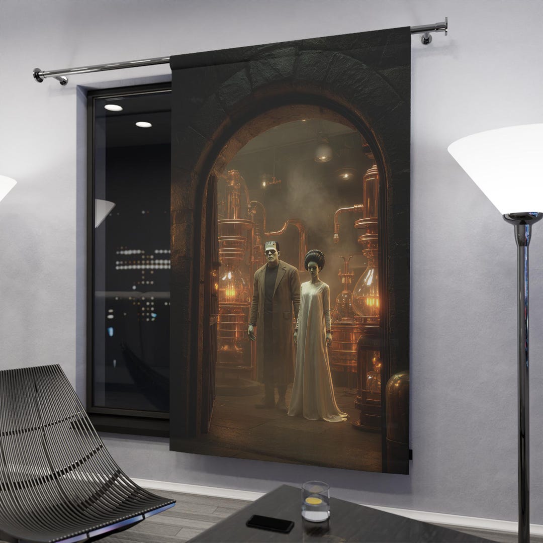 Frankensteins Lab Blackout Curtain | Monster & Bride | 50"x84" Single ...
