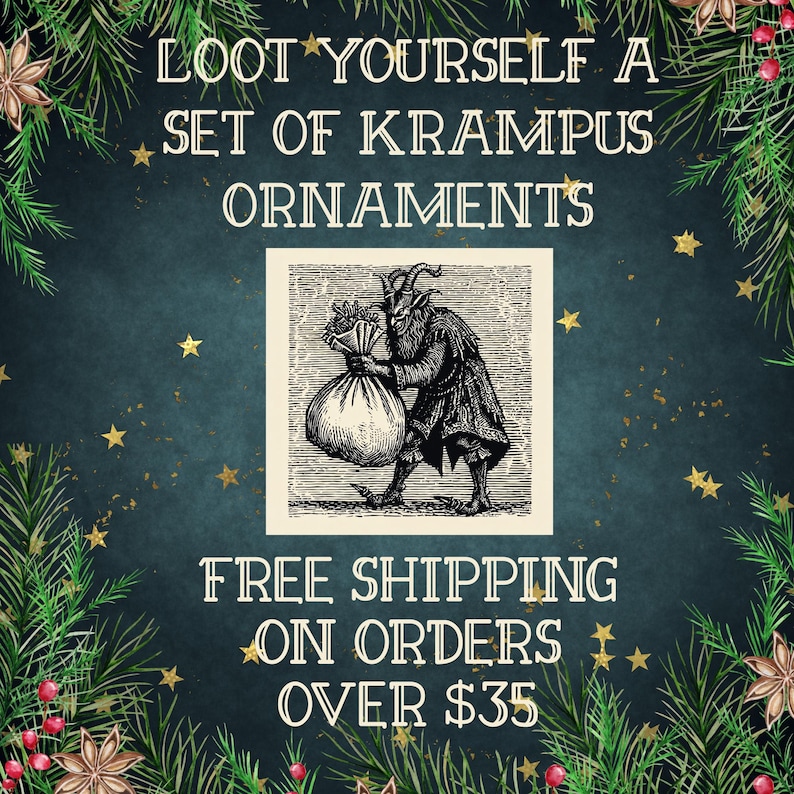 Horned Krampus in Red Robe Creeping in the Woods Ceramic Ornament ...