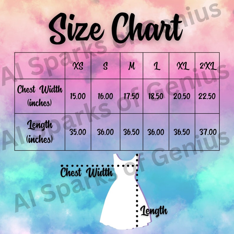 Printify Skater Dress Size Chart Digital Digital Download - Save Time ...