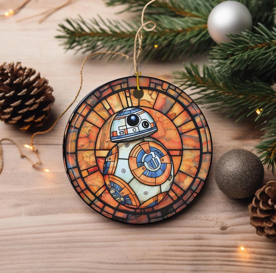 Stained Glass Style Ceramic Droid Ornament | Double-sided Holiday ...