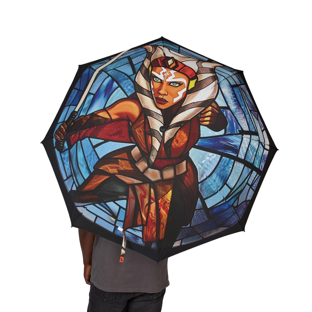 Stained Glass Style Lightsaber Umbrella | Jedi Art Battle Ready ...