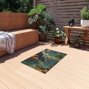 Retro Tiki Style Tropical Beach Indoor/outdoor Rug | South Seas Patio ...