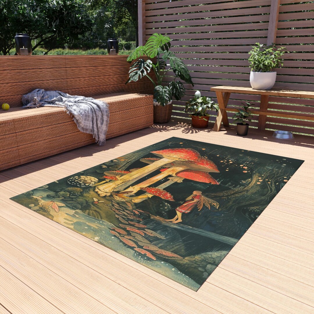 Enchanting Cottagecore Forest Fairy Indoor/outdoor Rug | Colorful ...