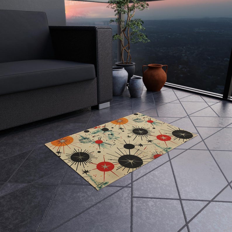 Midcentury Atomic Fallout Inspired Indoor/outdoor Rug | Colorful Retro ...