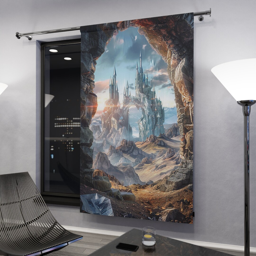 Window Blackout Curtain -#4 Fantasy Castle Window With Crystal ...