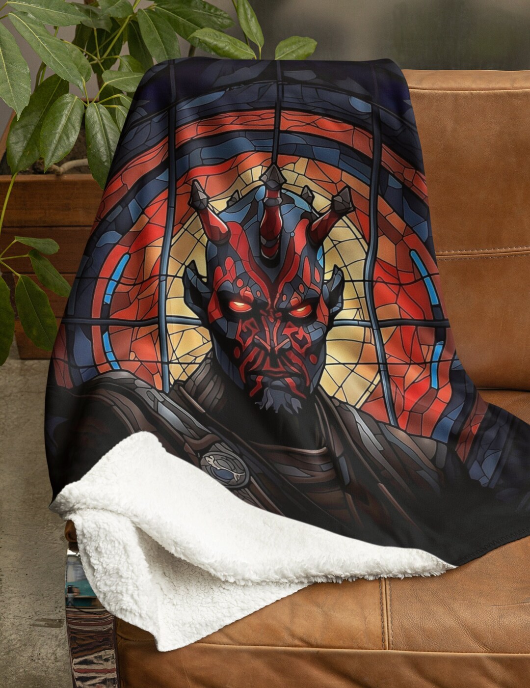 Sith Lord Inspired Stained Glass Style Velveteen Minky Blanket - Dark ...