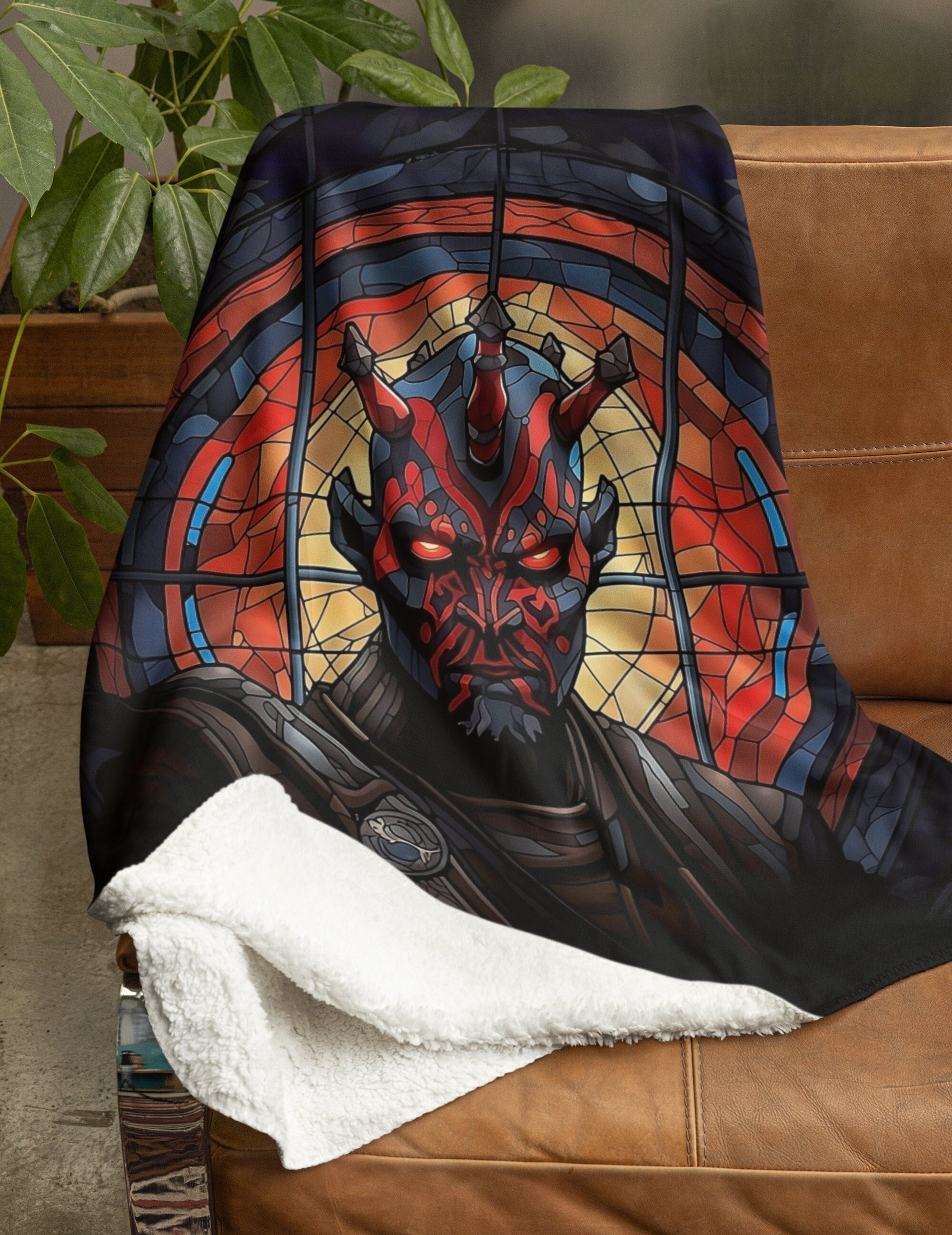 Sith Lord Inspired Stained Glass Style Velveteen Minky Blanket - Dark ...