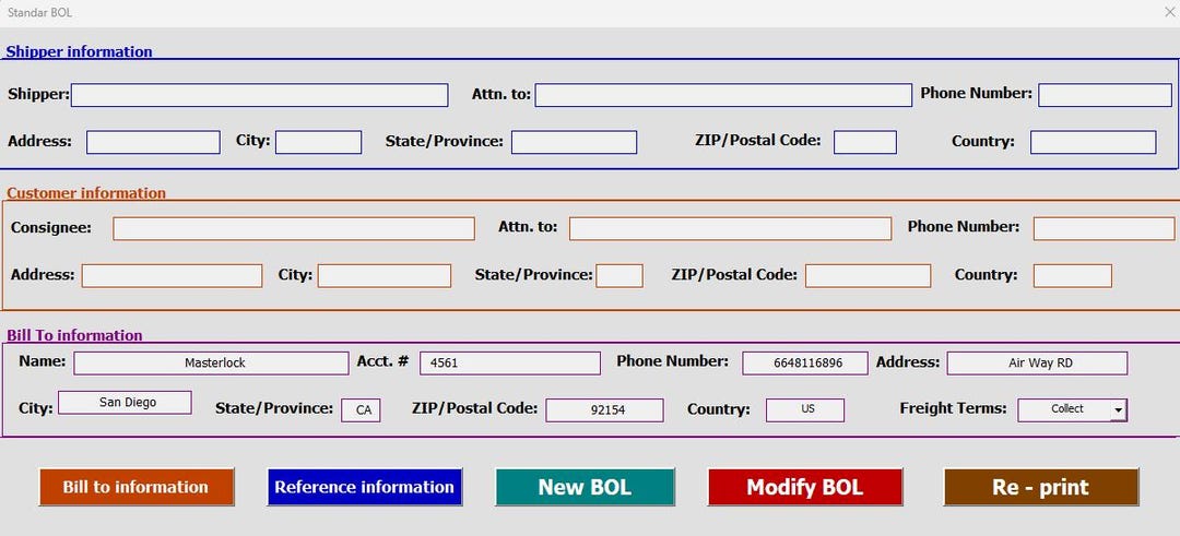 Standard BOL in GUI of Excel, Fedex Bill of Lading Excel Template as a ...